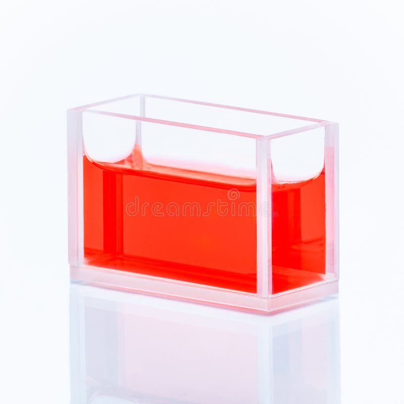 Cuvette with red liquid stock image. Image of chemical - 48779847