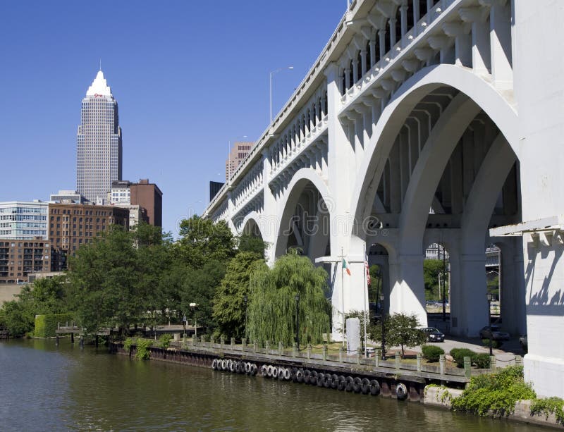 Cleveland Ohio Downtown City Skyline Cuyahoga River Stock Photo - Image ...