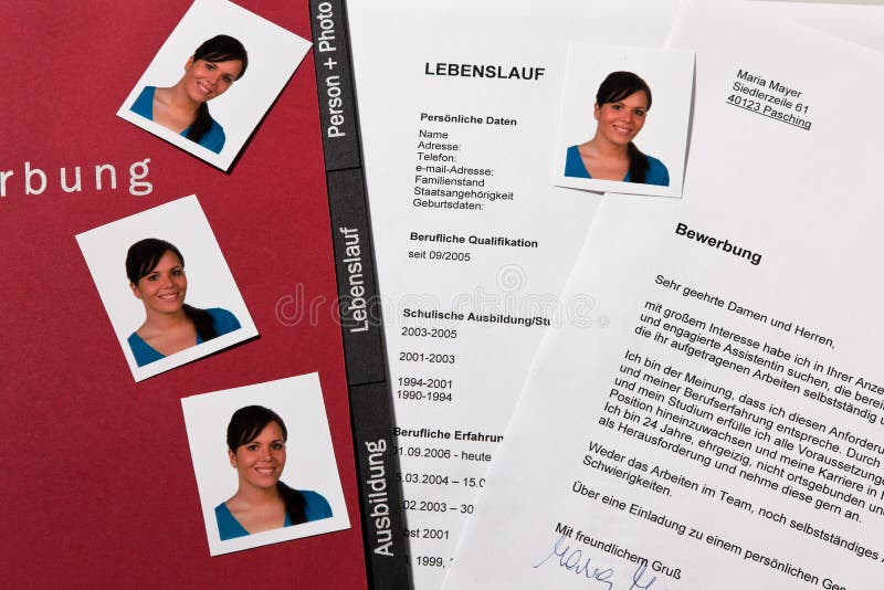CV and Application Letter in German Stock Image - Image of economic ...