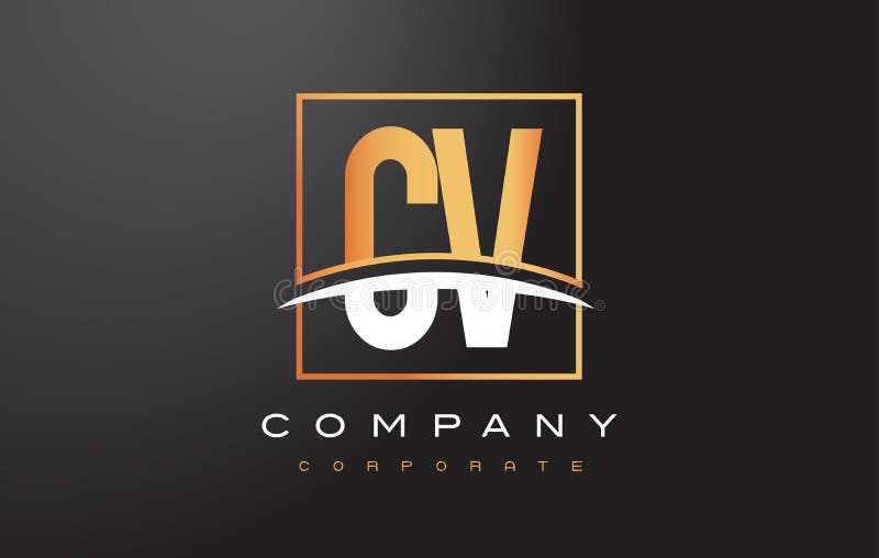 Classy Gold Leaf CV Letter Logo Stock Illustration - Illustration of ...
