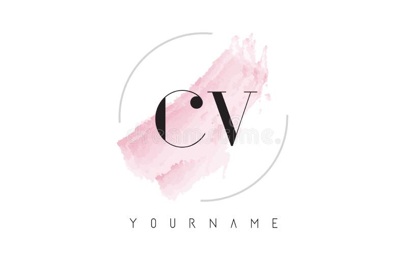 CV C V Watercolor Letter Logo Design with Circular Brush Pattern Stock ...