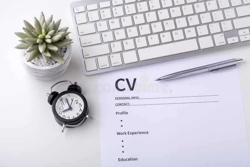 CV with Computer Keyboard on Work Desk Stock Photo - Image of white ...