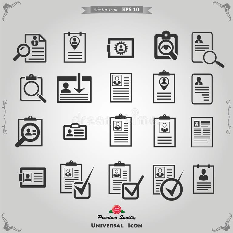 CV - Curriculum Vitae, Profile Resume Buttons Set Stock Illustration ...