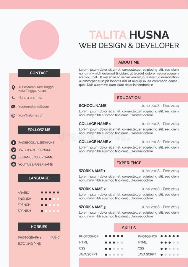 Beautiful CV / Resume Template - Elegant Stylish Design - Dusty Stock ...