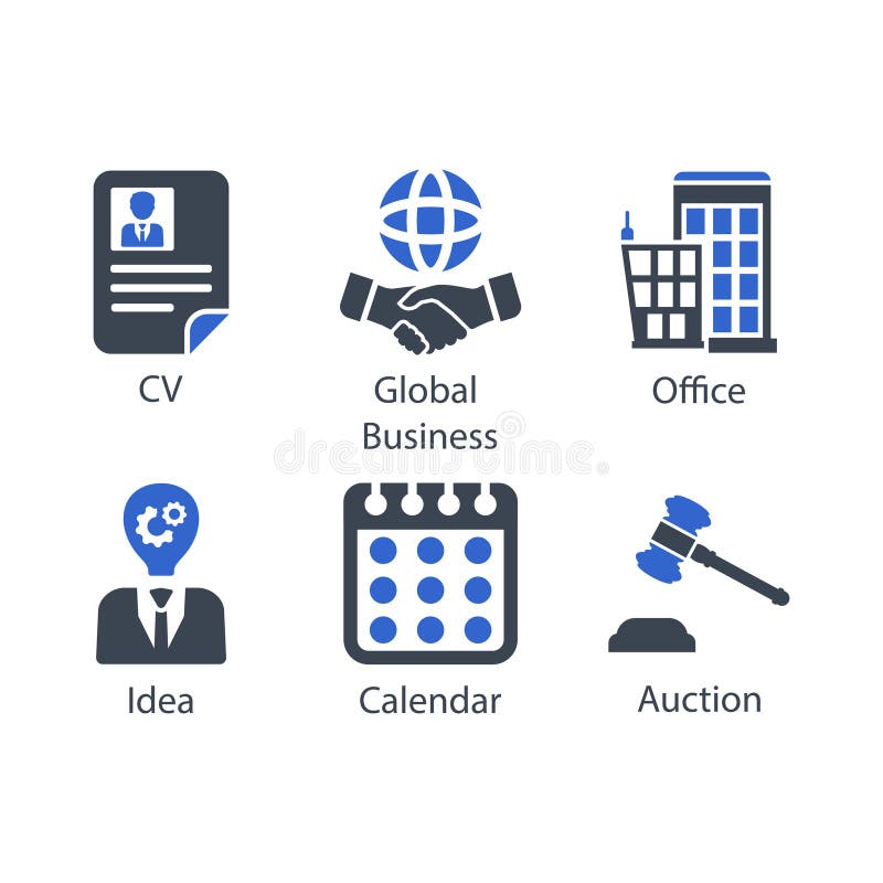 CV, Global Business, Office, Idea, Calendar, Auction, Icon Stock Vector ...