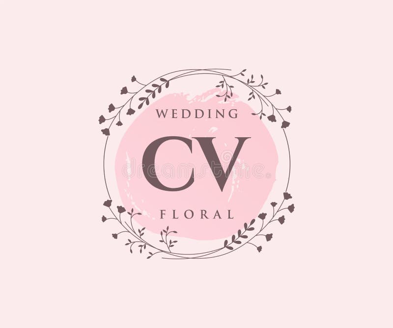 CV Initials Letter Wedding Monogram Logos Template, Hand Drawn Modern ...