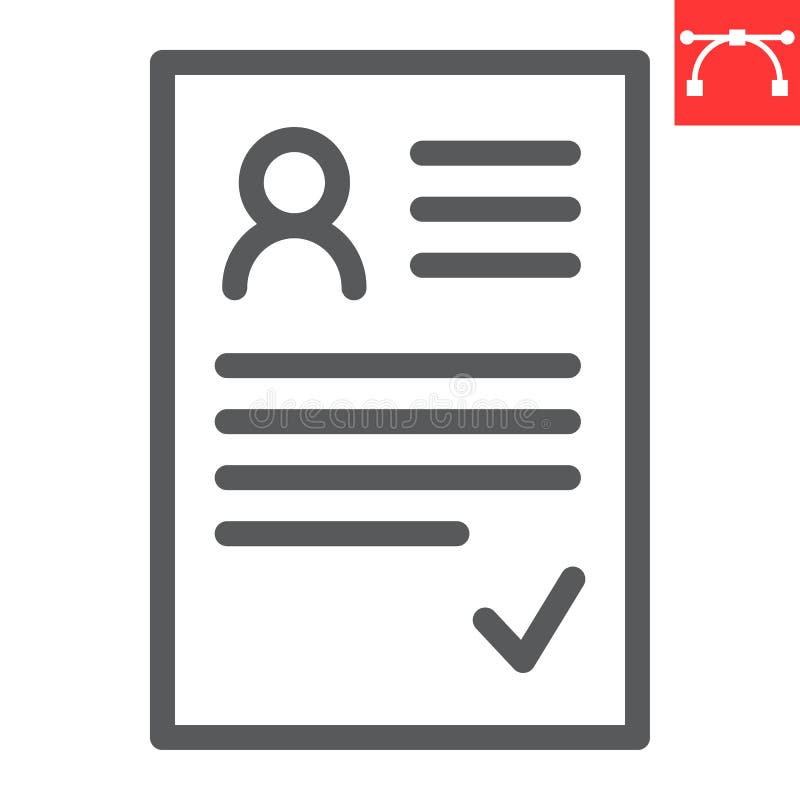 CV Line Icon, Contract and Document, Resume Vector Icon, Vector ...