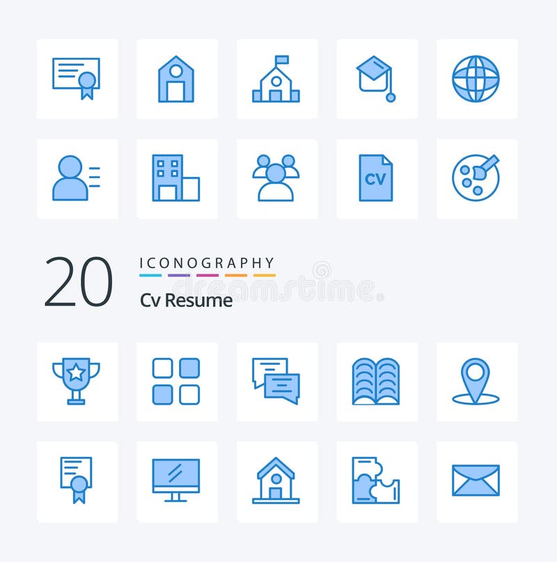 20 Cv Resume Blue Color Icon Pack Like Education Education Education ...