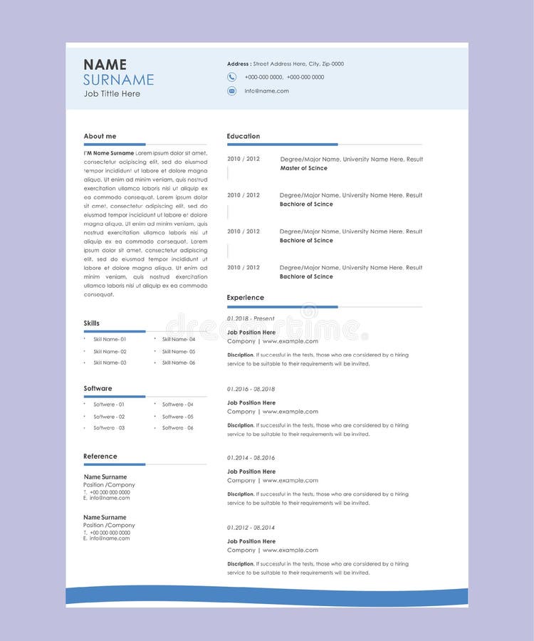 Cv Resume Curriculum Vitae Template Design Stock Vector - Illustration ...