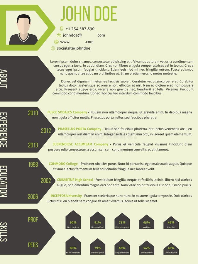Cv Resume Template with Arrow Ribbon Style Stock Illustration ...