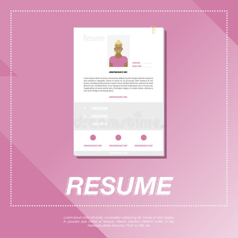 CV, Resume Template for a Girl. Stock Illustration - Illustration of ...