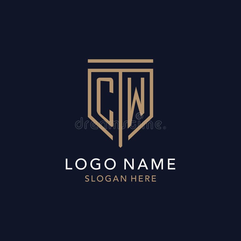 CW Initial Logo Monogram with Simple Luxury Shield Icon Design Stock ...