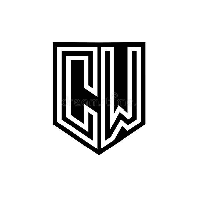 CW Logo Monogram Shield Geometric White Line Inside Black Shield Color ...