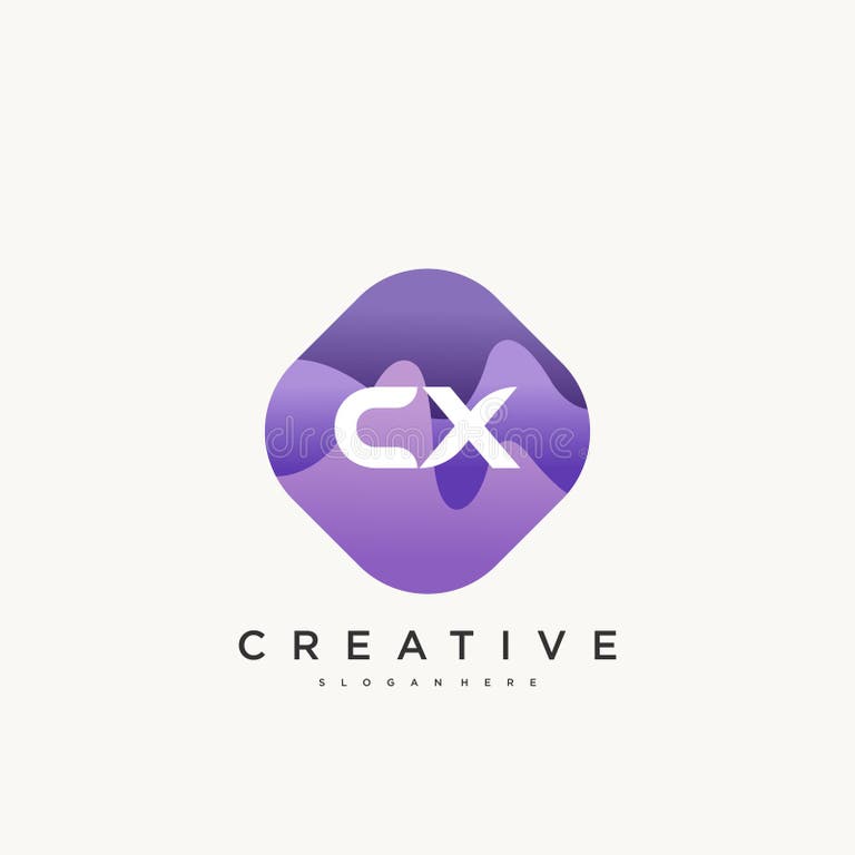 CX Initial Letter Logo Icon Design Template Elements with Wave Colorful ...