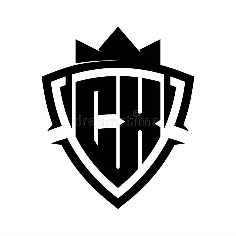 CX Letter Bold Monogram Triangle Curve Shield Shape with Crown Black ...