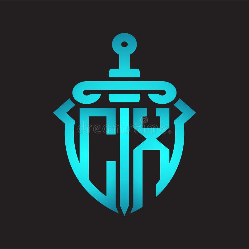 CX Logo Monogram with Sword and Shield Combination Isolated Blue Colors ...