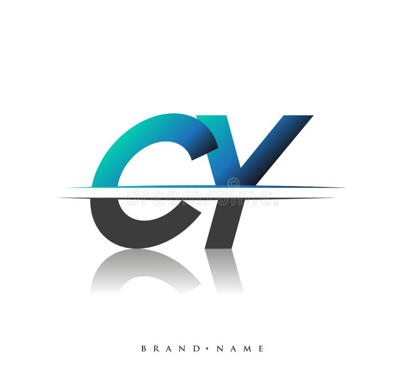 CY Initial Logo Company Name Colored Black and Blue, Simple and Modern ...