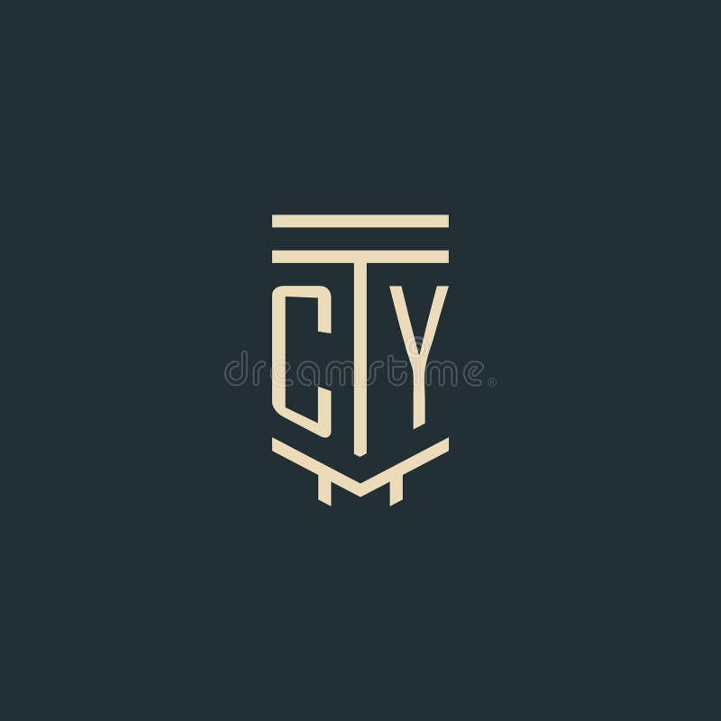 CY Initial Monogram with Simple Line Art Pillar Logo Designs Stock ...