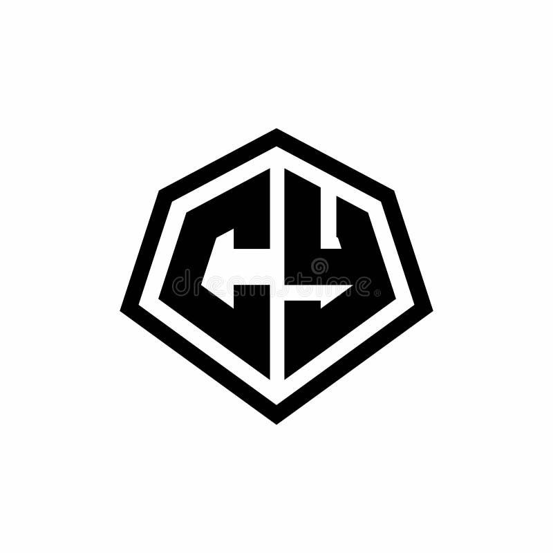 CY Monogram Logo with Hexagon Shape and Line Rounded Style Design ...