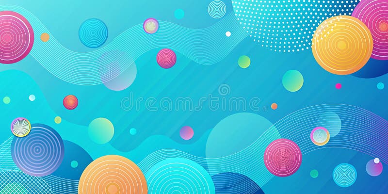 Cyan Blue Gradient Colorful Geometric Abstract Circles and Waves ...
