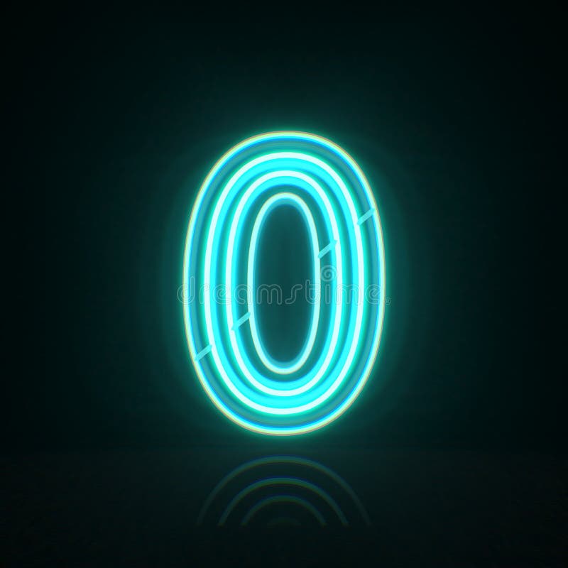 Cyan Blue Neon Wire Number 0 ZERO 3D Stock Illustration - Illustration ...