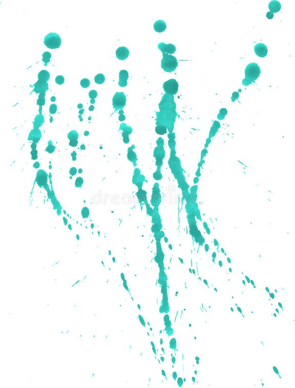 Cyan Blue Paint Splash with Flowing Drops and Scattered Dots. Stock ...