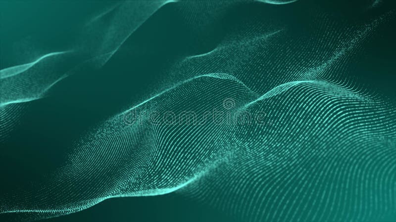 Cyan Color Digital Particle Wave in Cyberspace Abstract Background ...
