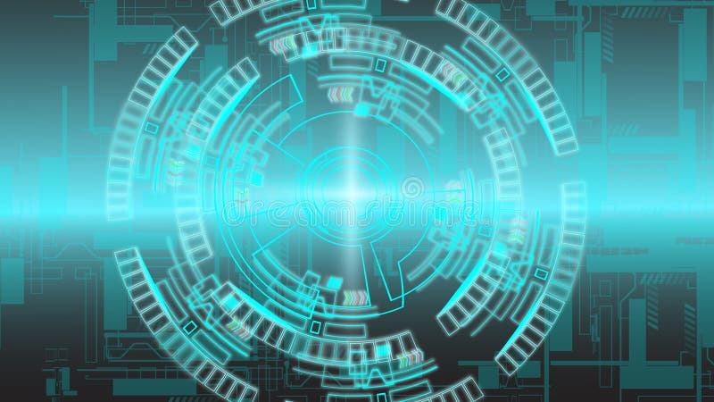 Cyan Color Digital Technology HUD Element Connecting Data Concept ...