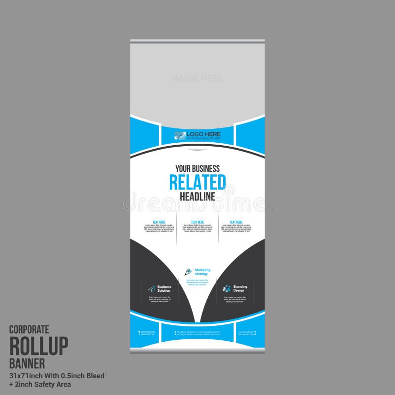 Cyan Colored Roll Up Banner Design Stock Vector - Illustration of ...