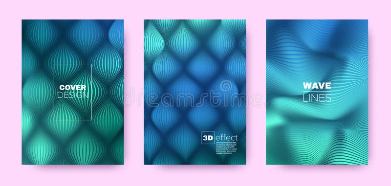 Cyan Flow Banner. Vector Covers Set. Dynamic Stock Illustration ...