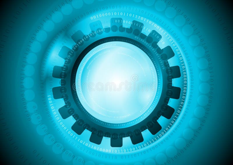 Gear and Binary Code Outline Icon Stock Vector - Illustration of server ...