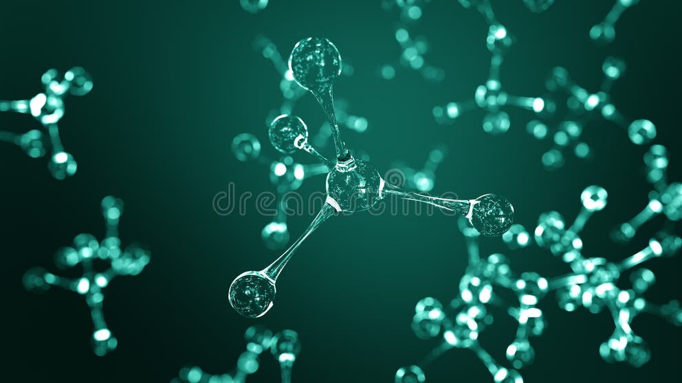 Cyan Glass Molecule Models. 3D Rendering Stock Illustration ...