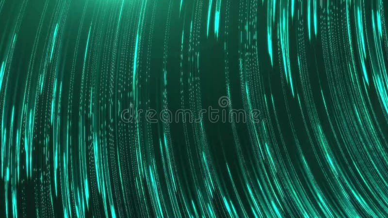 Cyan Glowing Bending Lines Flowing on Dark Background. Big Data ...