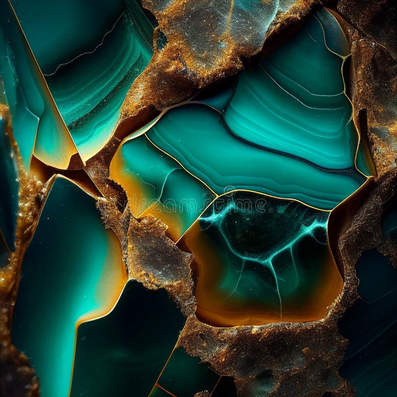 Cyan and Gold Marble Texture. Generative AI. Stock Illustration ...