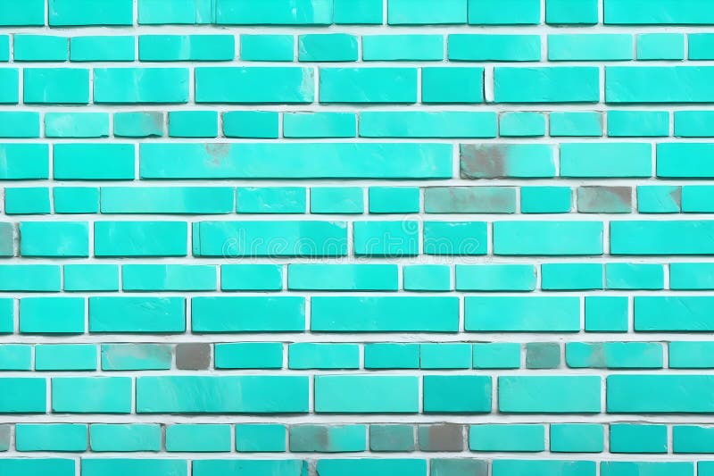 Cyan and Green Brick Wall Texture Background Generated by Ai Stock ...