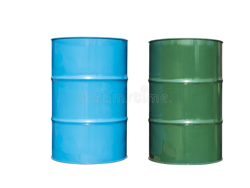 Cyan and Green Metal Barrel, Oil Container Isolated Stock Image - Image ...