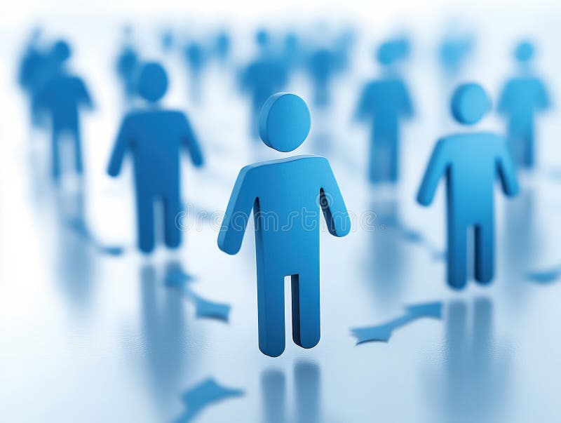 Cyan Human Figures with Arrows Pointing in Different Directions Stock ...