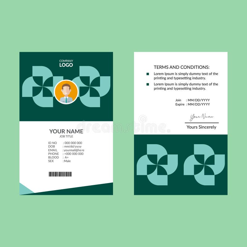 Cyan ID Card Design Template Stock Photo - Image of company, business ...