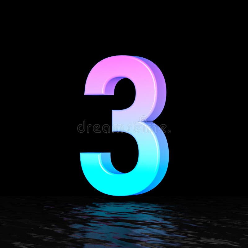 Cyan Magenta Font Number 3 THREE 3D Stock Illustration - Illustration ...