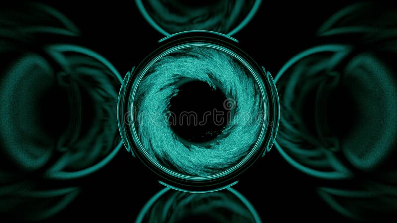 Cyan Magic Portal Circle Seamless Loop. Abstract Cyclone on Black ...