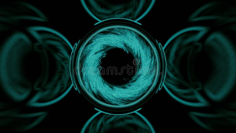 Cyan Magic Portal Circle Seamless Loop. Abstract Cyclone on Black ...