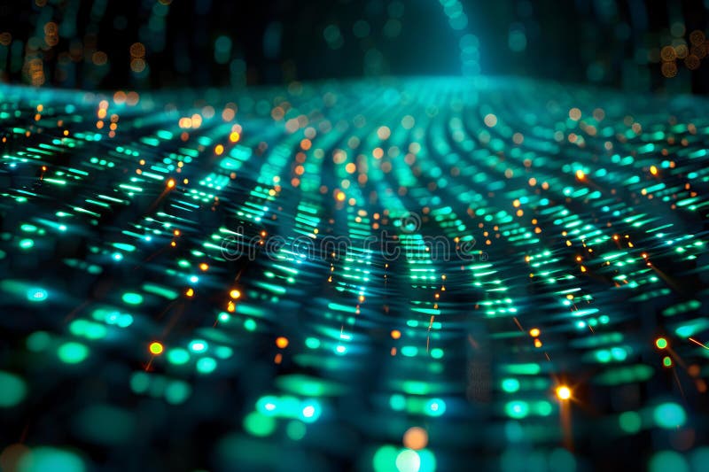 Cyan Matrix Code Background Illustration. Black and Green Binary Code ...