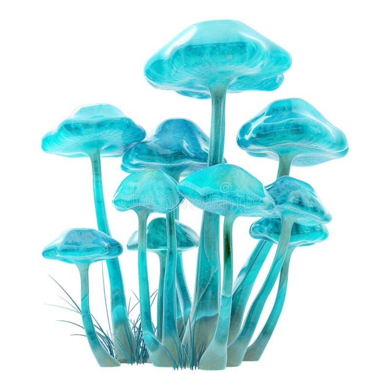 Cyan Mushroom on Transparent Background - Ai Generated Stock ...