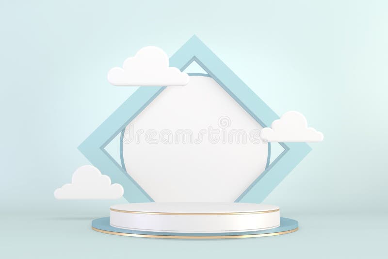 Cyan Pedestal Design for Product Show, 3D Rendering Stock Illustration ...