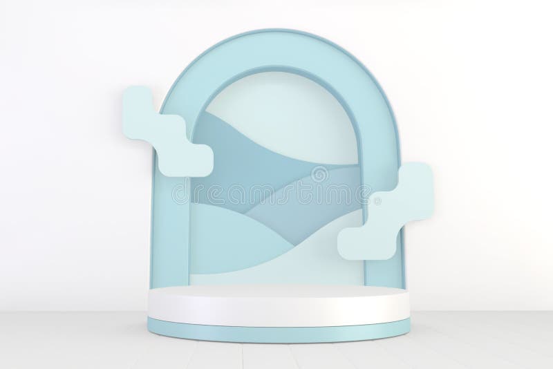 Cyan Pedestal Design for Product Show, 3D Rendering Stock Illustration ...