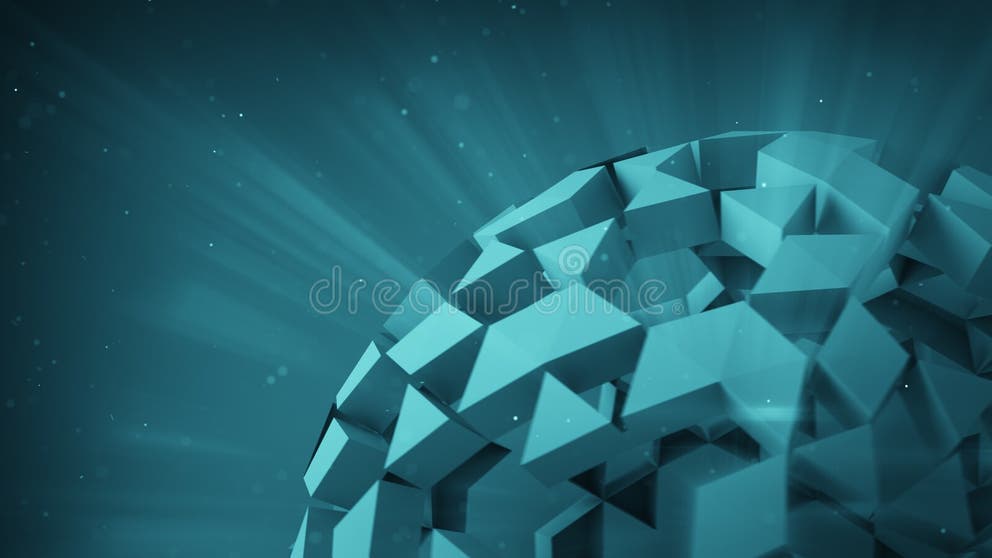 Cyan Polygonal Ball 3D Render Stock Illustration - Illustration of ...