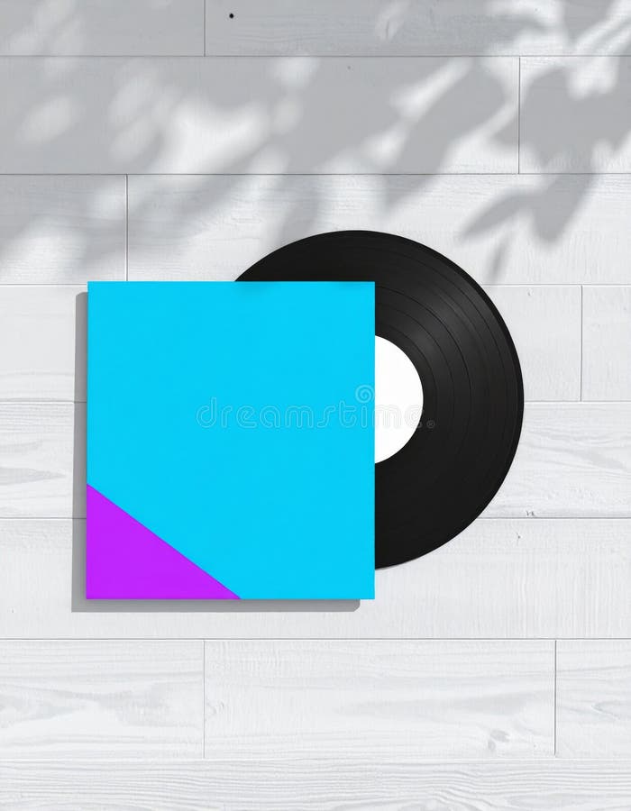 Cyan and Purple Vinyl Record Cover Mockup Stock Illustration ...