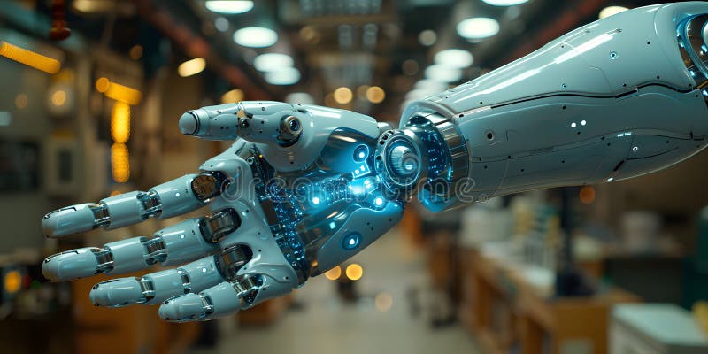 Advanced Robot Arm in Contemporary Tech Setting Stock Illustration ...