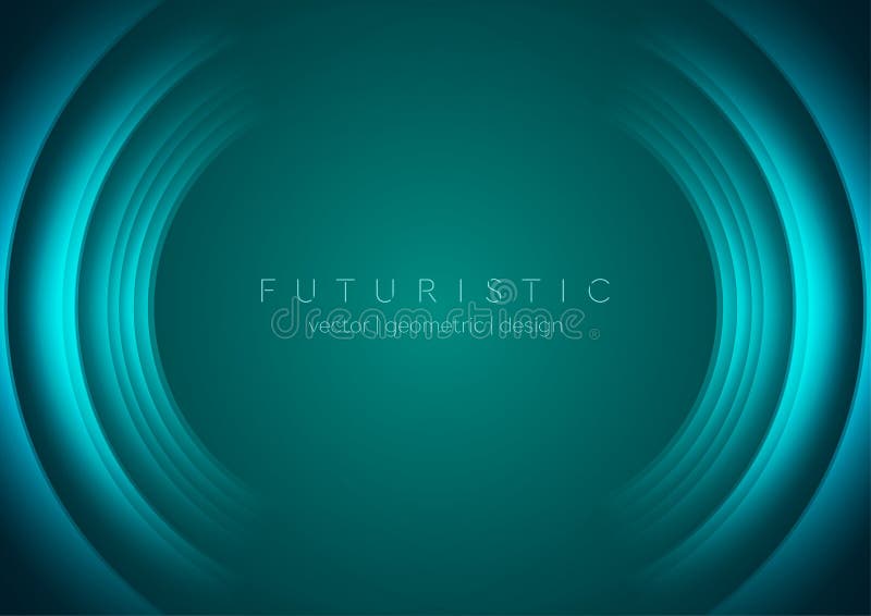 Cyan Shiny Technology Background with Abstract Round Shapes Stock ...