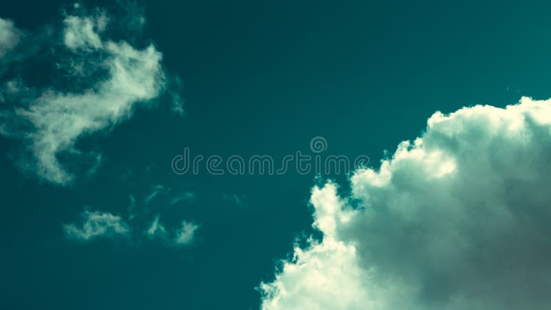 Cyan Sky with Round Cloud in the Corner Stock Photo - Image of right ...